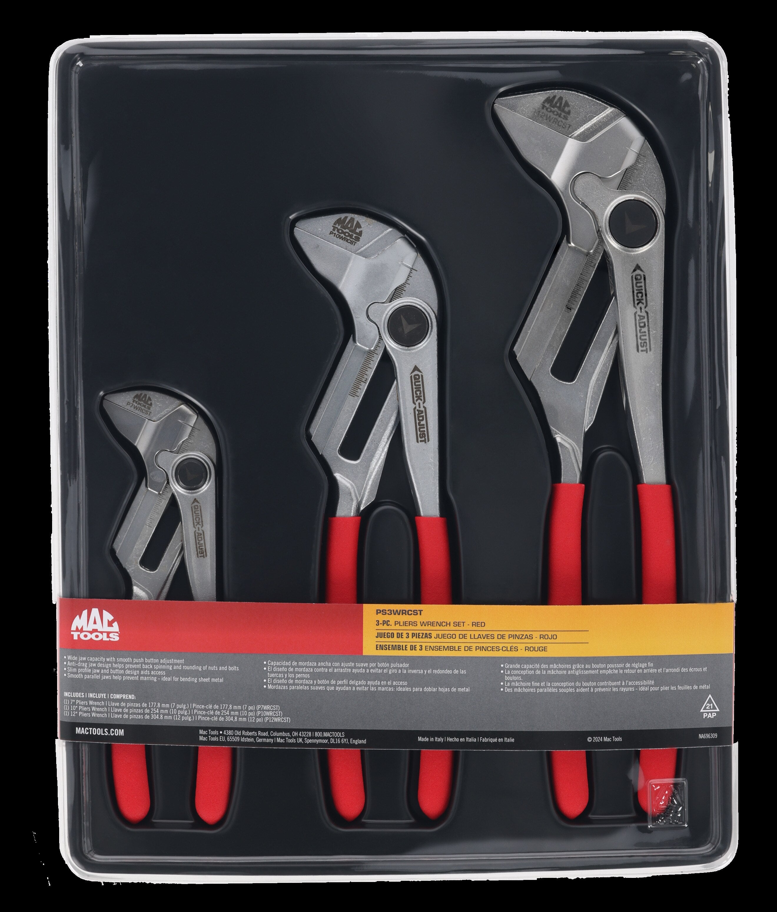 3pc Pliers Wrench Set - Red - PS3WRCST | Mac Tools