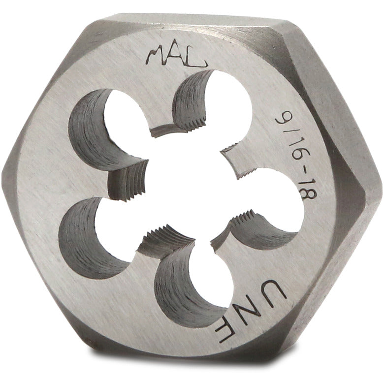 SAE Hexagonal Die 9/16"-18 NF - 1/7/16" Shank - 6849DIE | Mac Tools