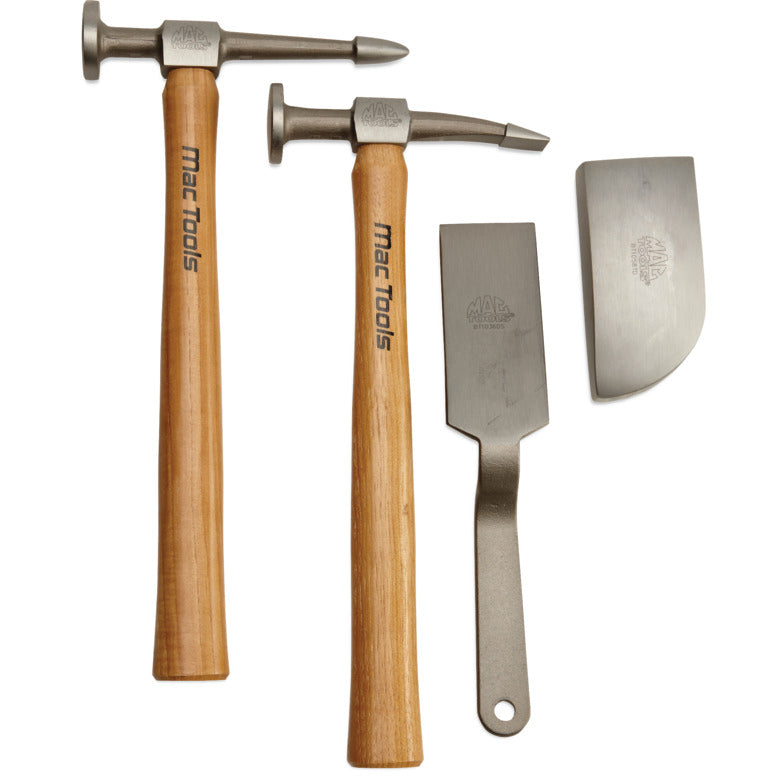 4-PC. Wooden-Handled Hammer Auto Body Repair Tool Set - BTS4W | Mac Tools