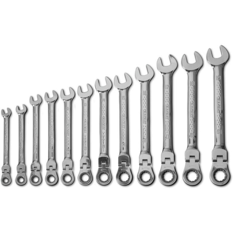 12-PC. Metric Flex-Head Ratcheting Combination Wrench Set - 12-PT ...