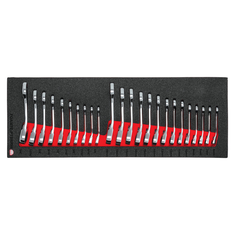 24-PC. 12-PT. SAE/Metric Stubby Reversible Racheting Wrench Foam Set ...
