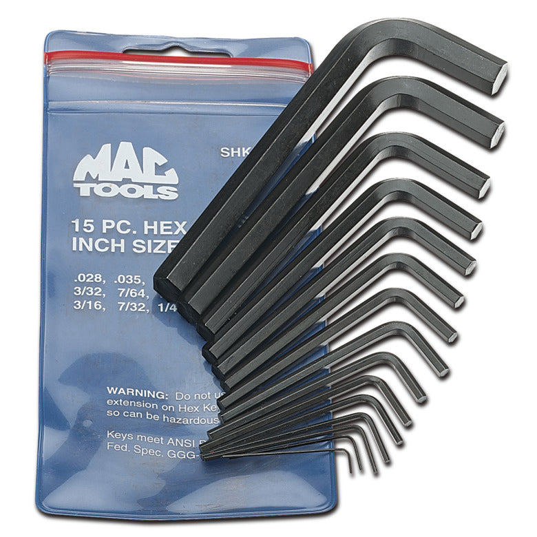 15-PC. SAE Short Arm Hex L-Key Set - SHK15APA | Mac Tools