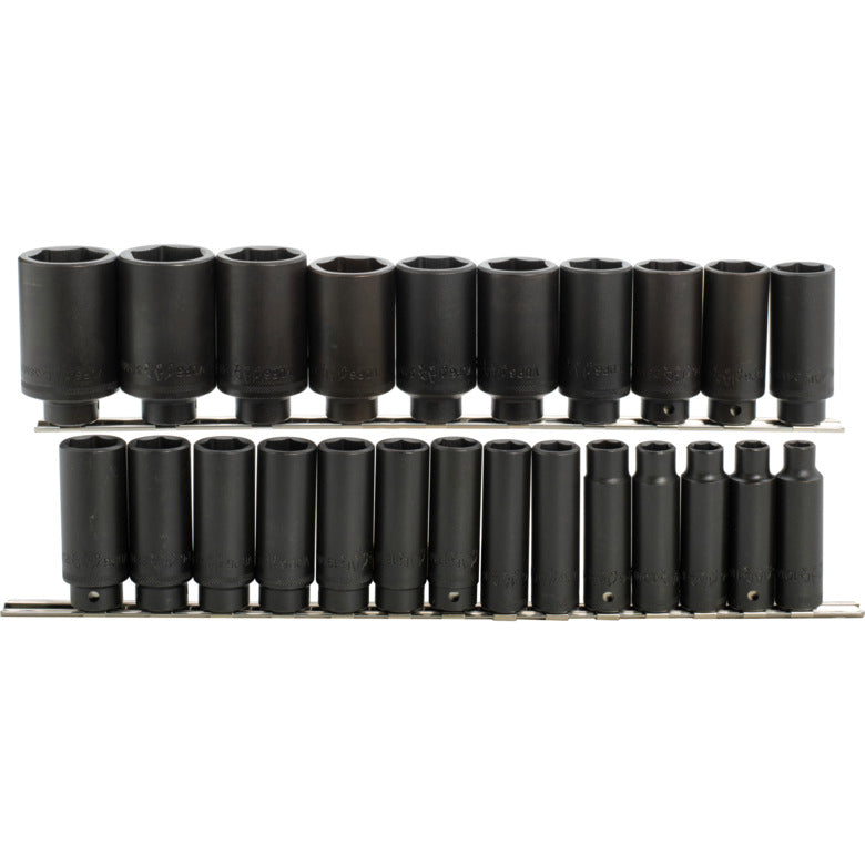 24-PC. 1/2" Drive Metric Deep Impact Socket Set - 6-PT. - SVDPM246CBR ...